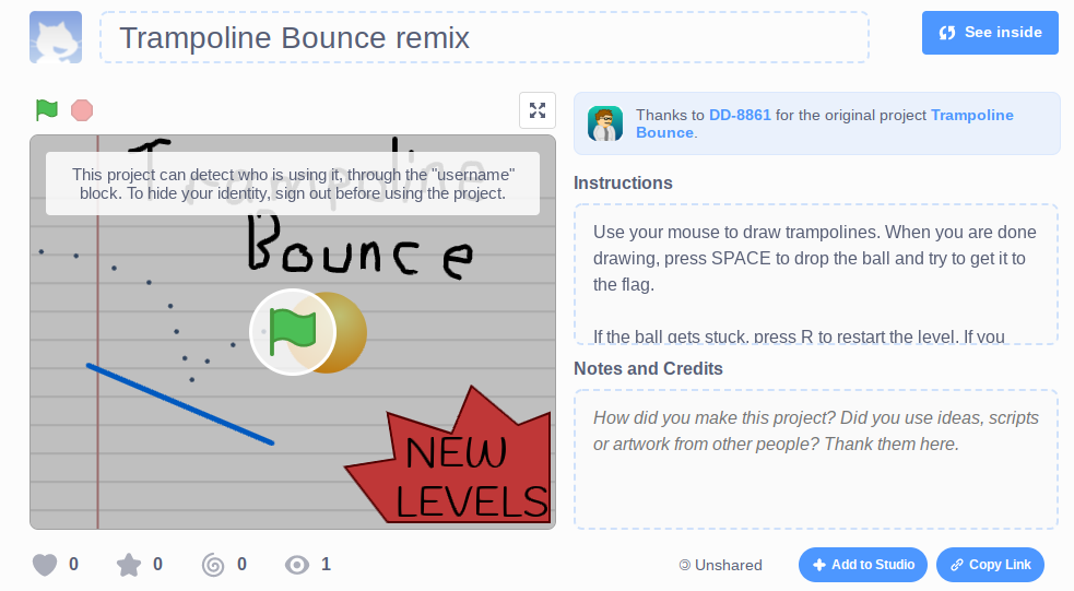 Scratch Trampoline Game – Teacher's Notes