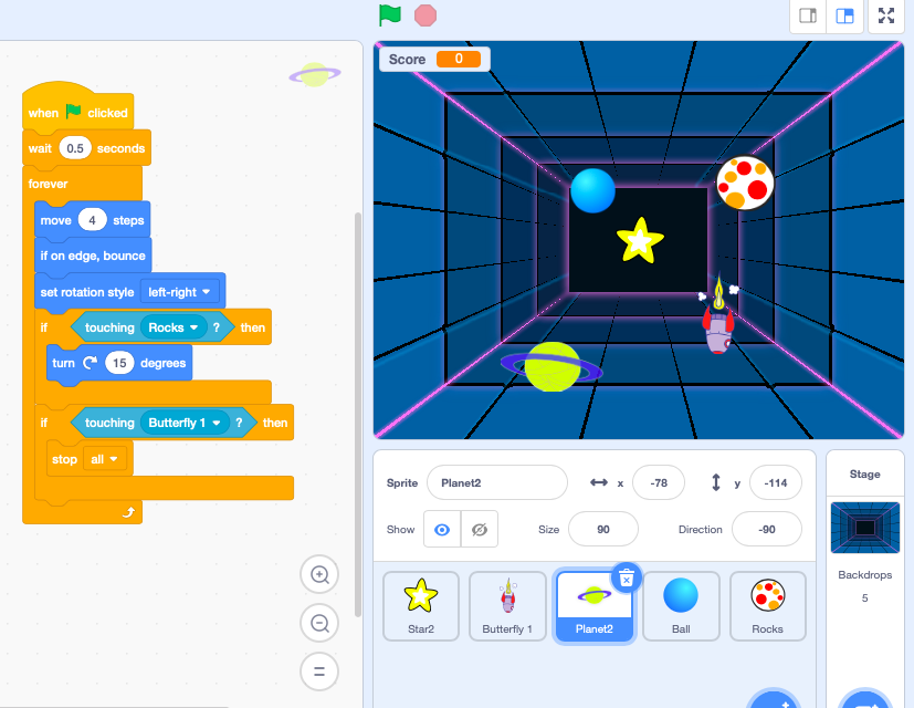 Simple Scratch Coding Game – Star HunTer – Teacher's Notes