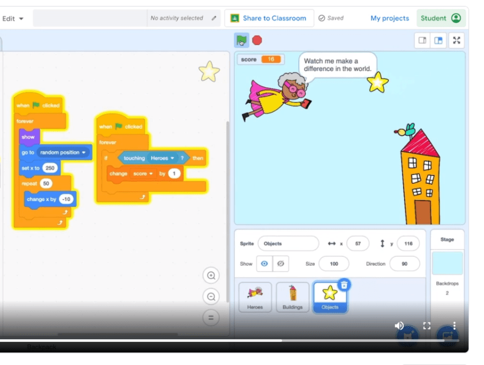 CS First Super Hero Coding Activity – Teacher's Notes